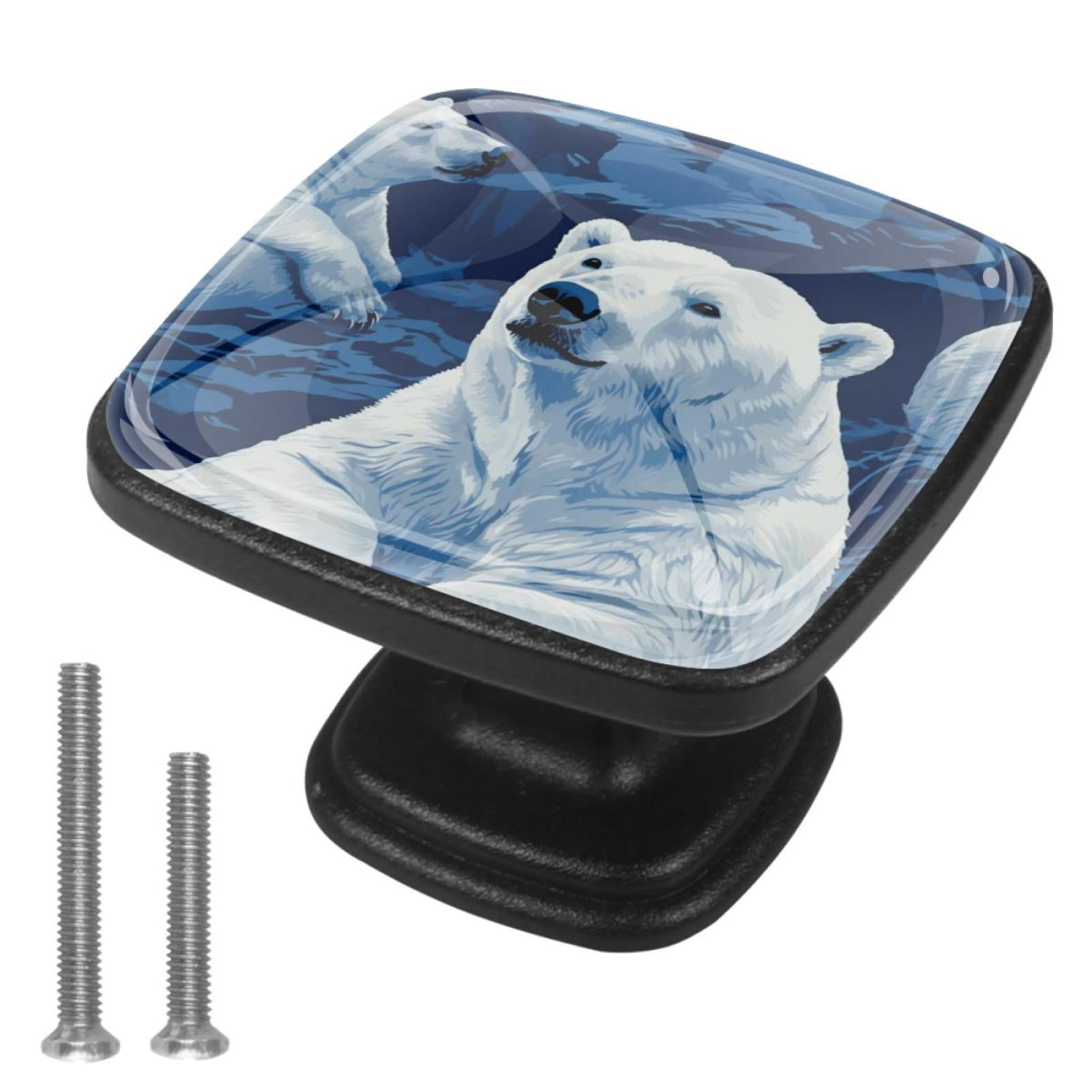 4 Pcs Cabinet Handle Drawer Pulls Polar Bear Knobs with Screws Square ...