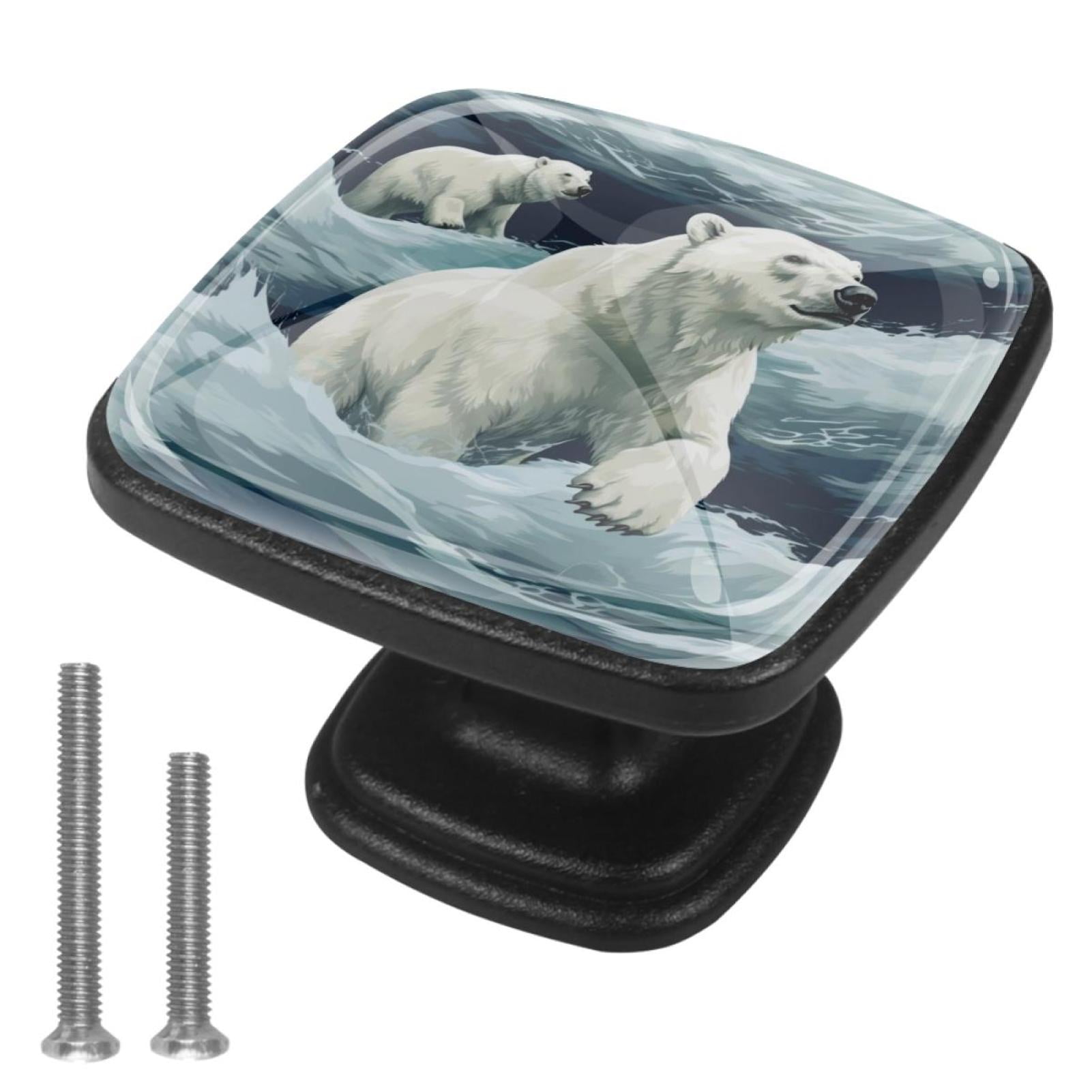 4 Pcs Cabinet Handle Drawer Pulls Polar Bear Knobs with Screws Square ...