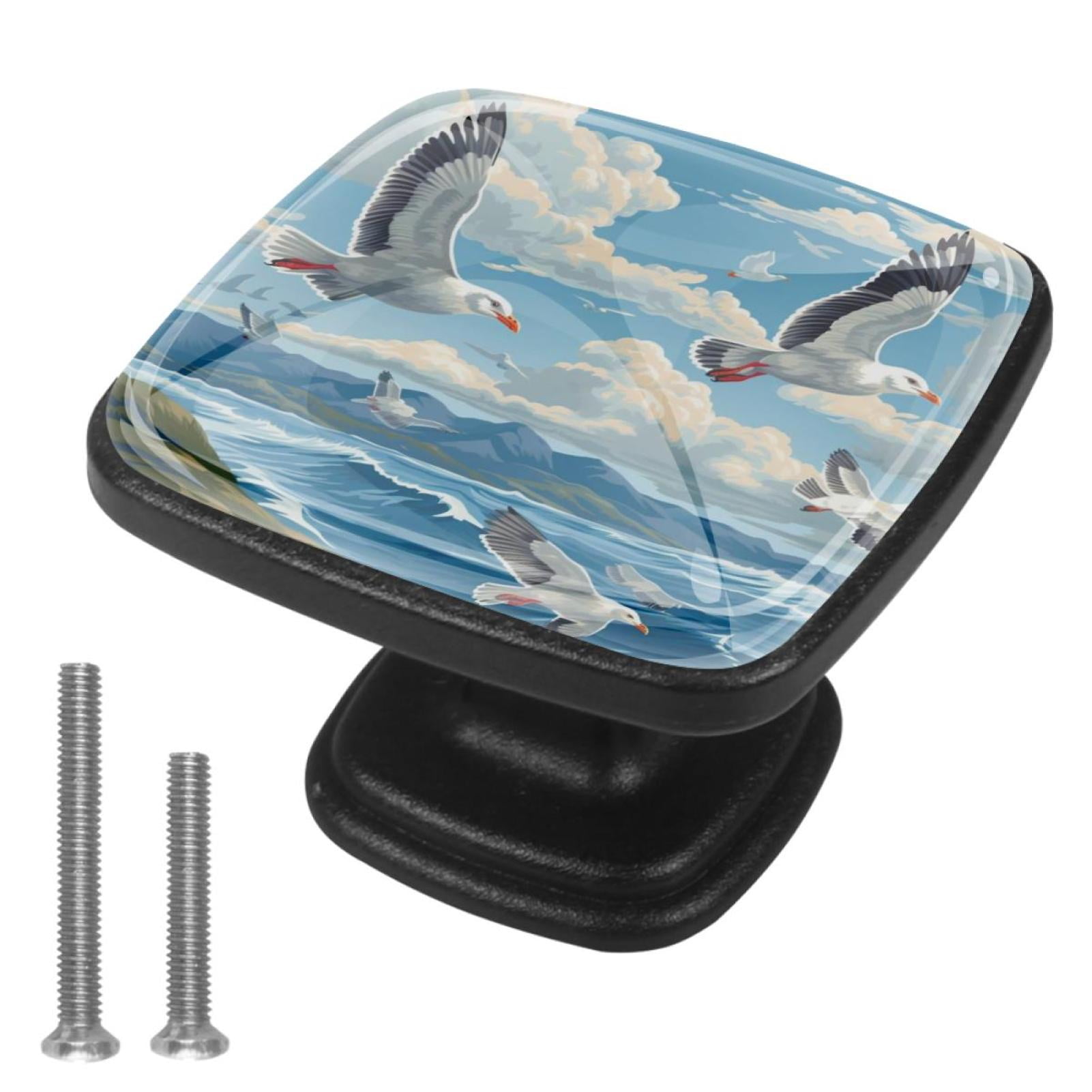 4 Pcs Cabinet Handle Drawer Pulls Seagull Knobs with Screws Square ...