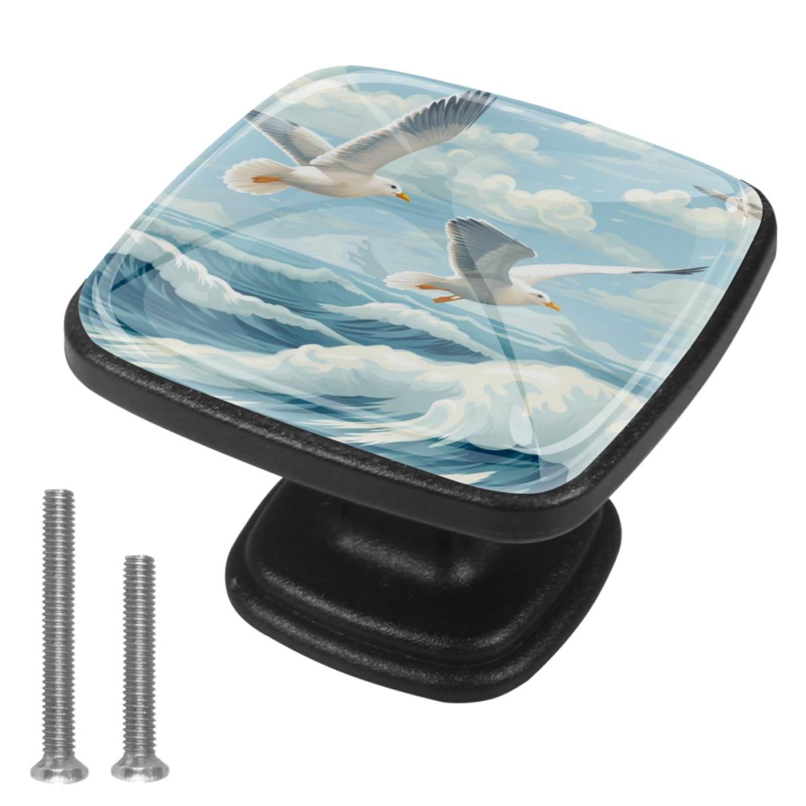 4 Pcs Cabinet Handle Drawer Pulls Seagull Knobs with Screws Square ...