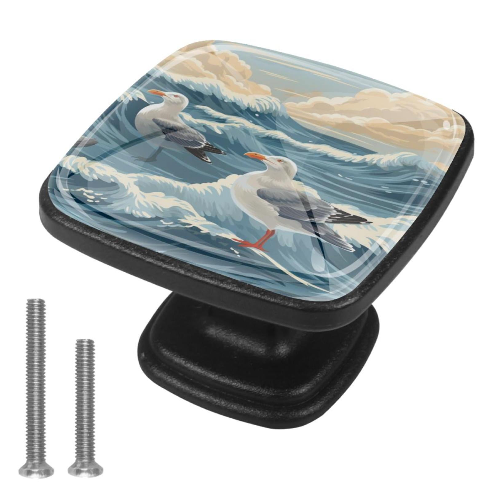 4 Pcs Cabinet Handle Drawer Pulls Seagull Knobs with Screws Square ...