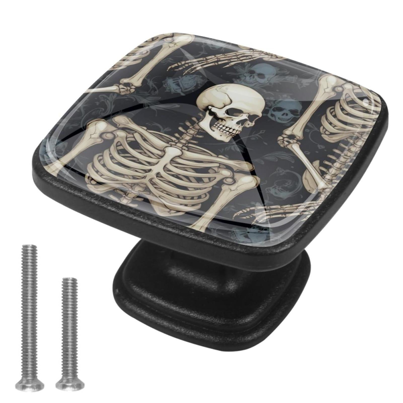 4 Pcs Cabinet Handle Drawer Pulls Skeleton Knobs with Screws Square ...