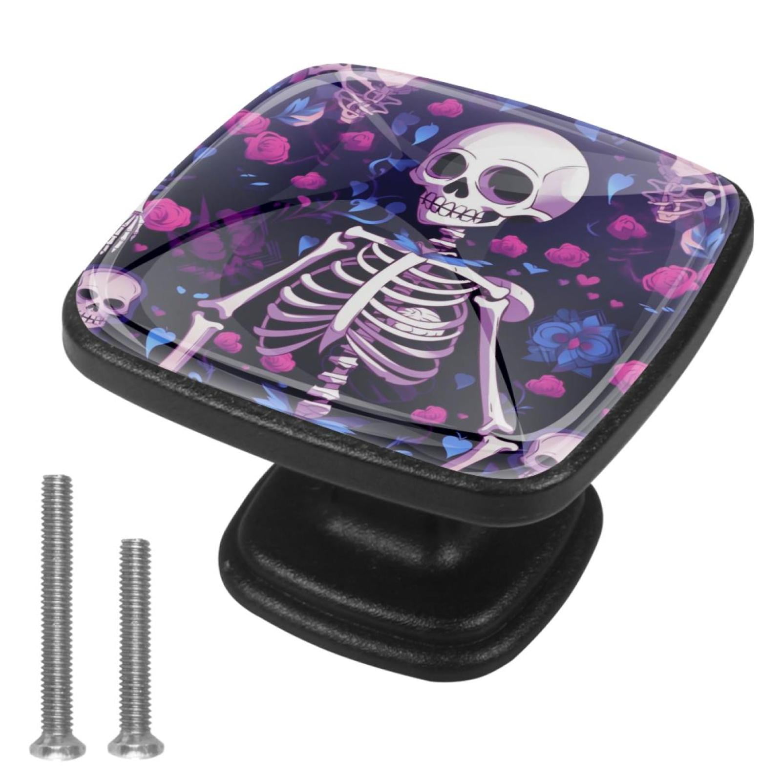 4 Pcs Cabinet Handle Drawer Pulls Skeleton Knobs with Screws Square ...