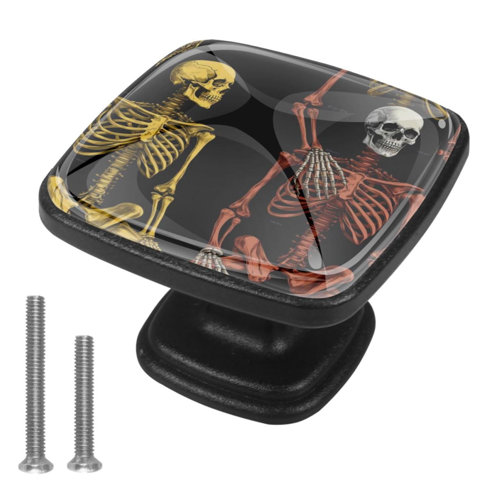 4 Pcs Cabinet Handle Drawer Pulls Skeleton Knobs with Screws Square ...