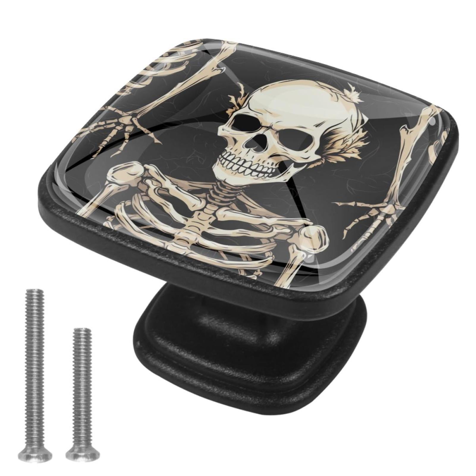 4 Pcs Cabinet Handle Drawer Pulls Skeleton Knobs with Screws Square ...