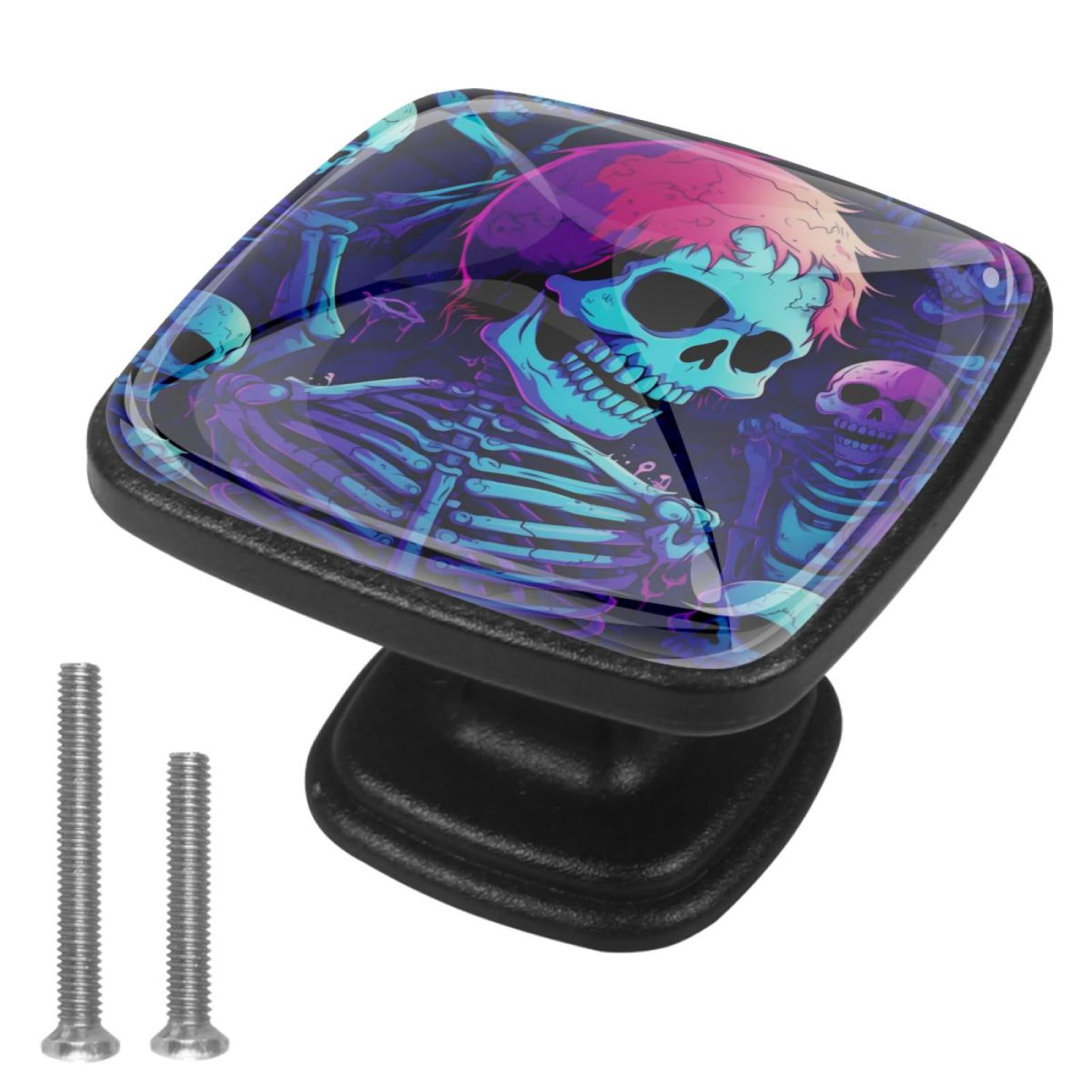 4 Pcs Cabinet Handle Drawer Pulls Skeleton Knobs with Screws Square ...