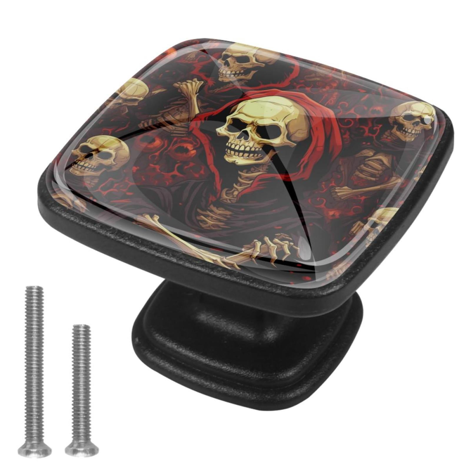 4 Pcs Cabinet Handle Drawer Pulls Skeleton Knobs with Screws Square ...