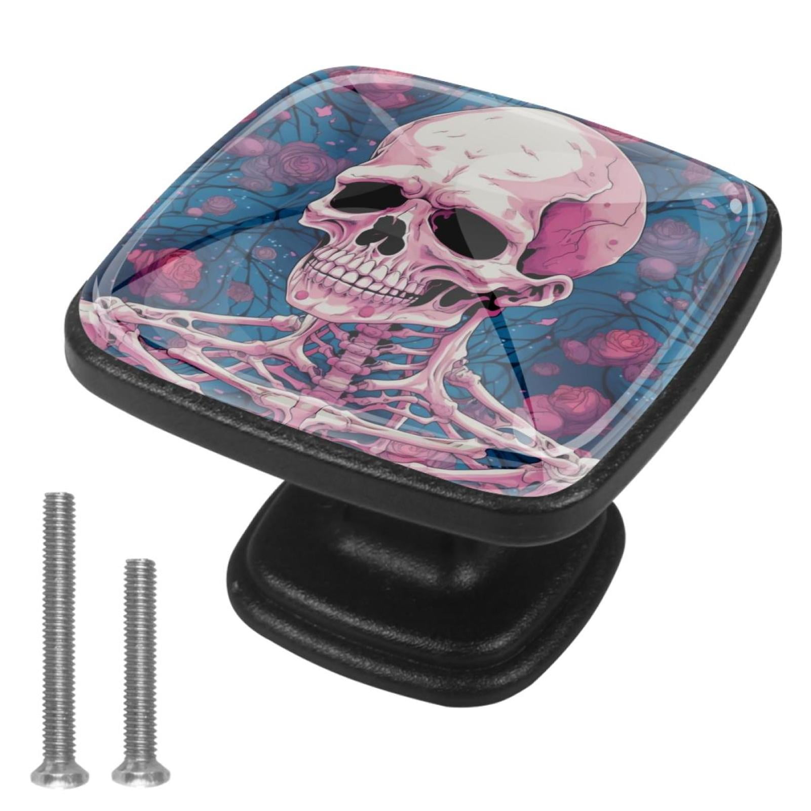 4 Pcs Cabinet Handle Drawer Pulls Skeleton Knobs with Screws Square ...