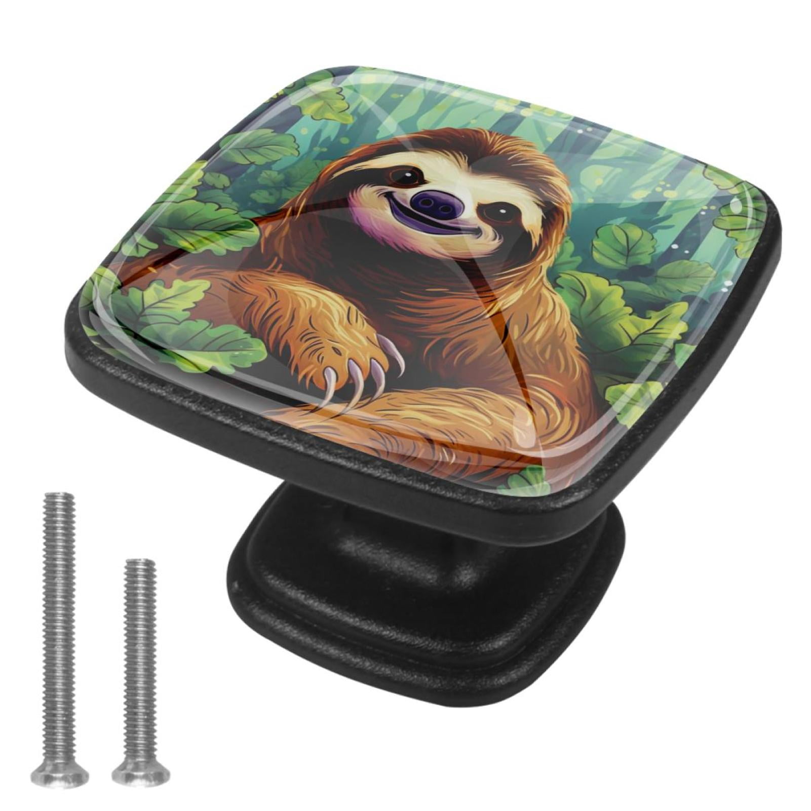 4 Pcs Cabinet Handle Drawer Pulls Sloth Knobs with Screws Square ...