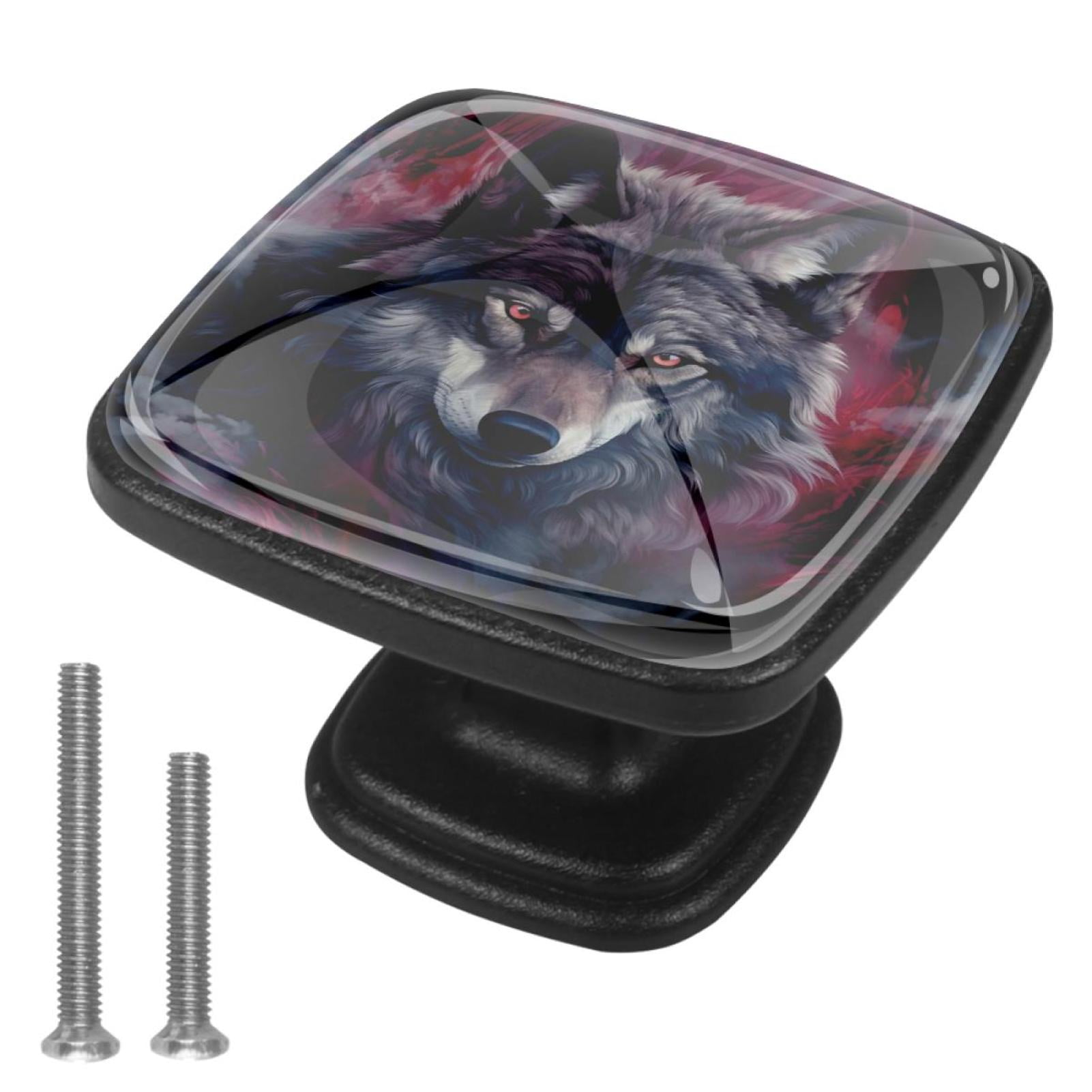 4 Pcs Cabinet Handle Drawer Pulls Wolf Knobs with Screws Square Furniture Office Cabinet Knob ...