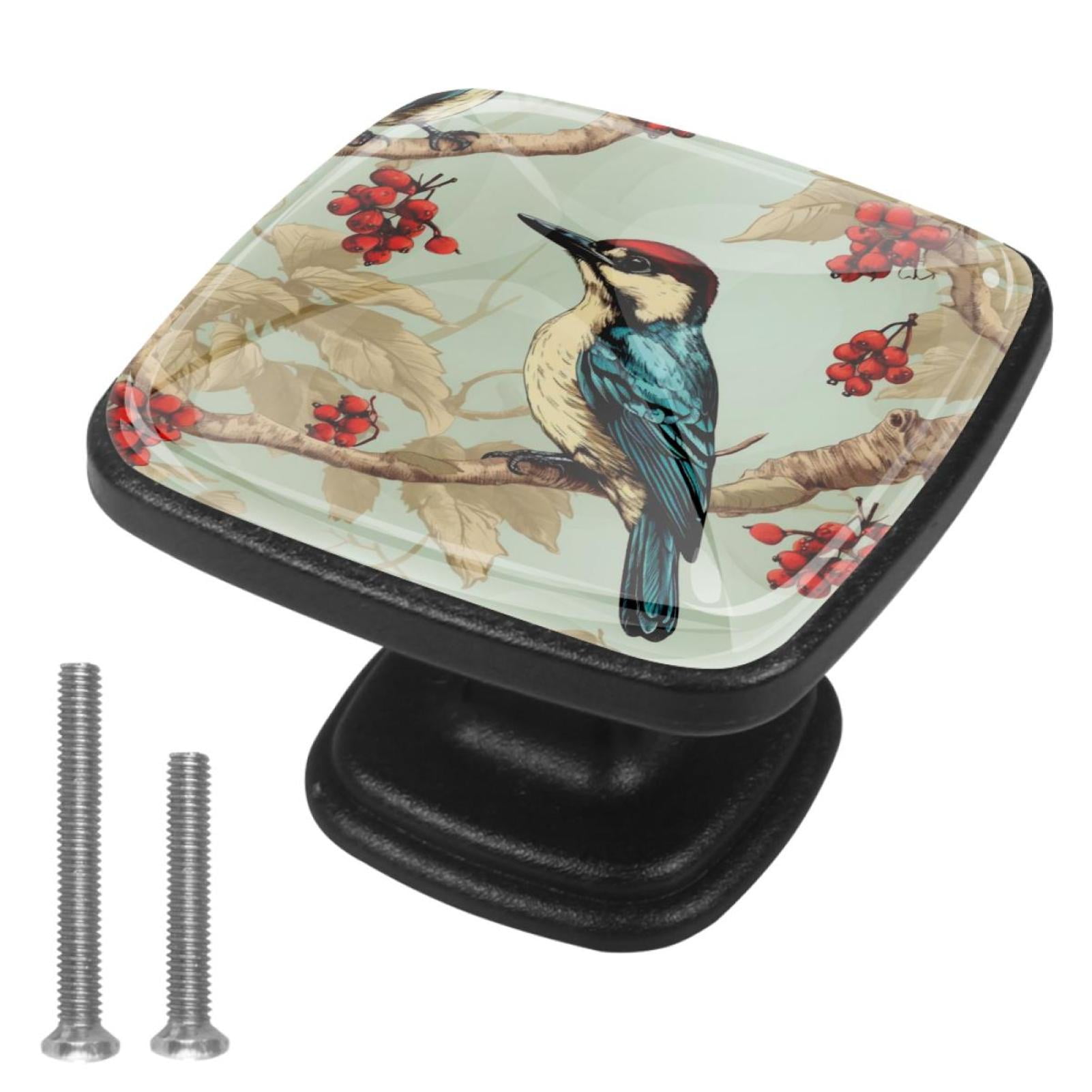 4 Pcs Cabinet Handle Drawer Pulls Woodpecker Knobs with Screws Square Furniture Office Cabinet ...