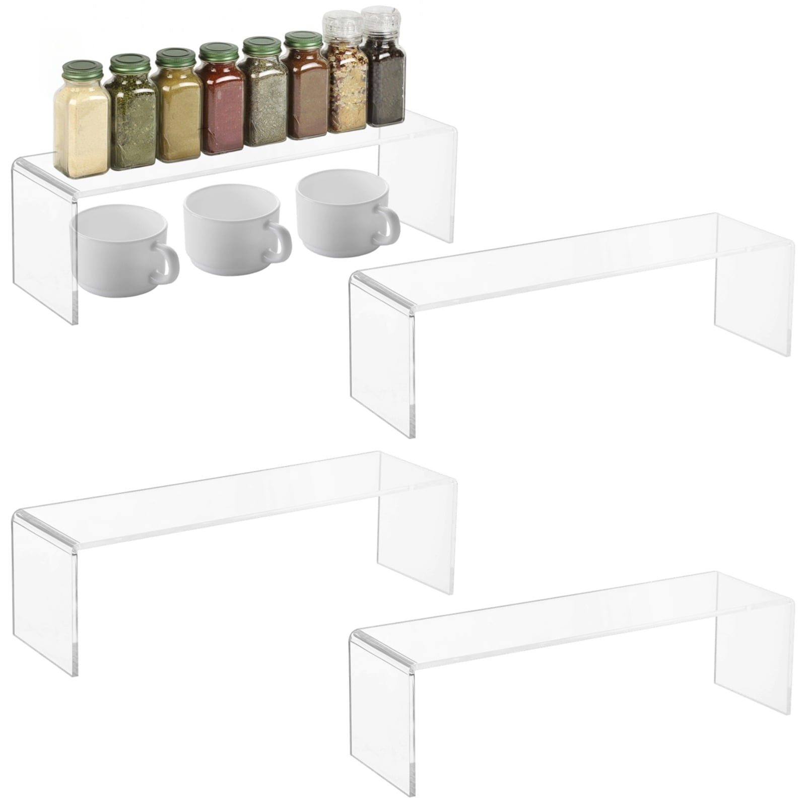 Clear Acrylic 4-Tier Cabinet Organizers Set - Transparent Pantry ...