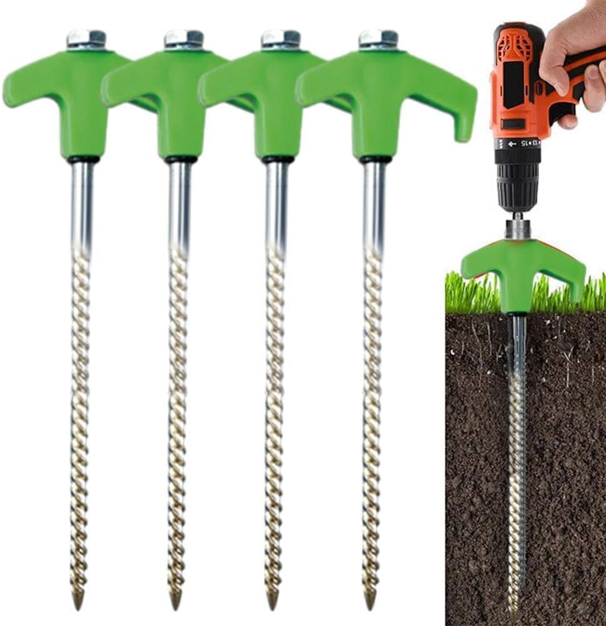 4 Pcs Camping Tent Stakes 8in Tent Stakes Screw in Camping Stakes Heavy ...