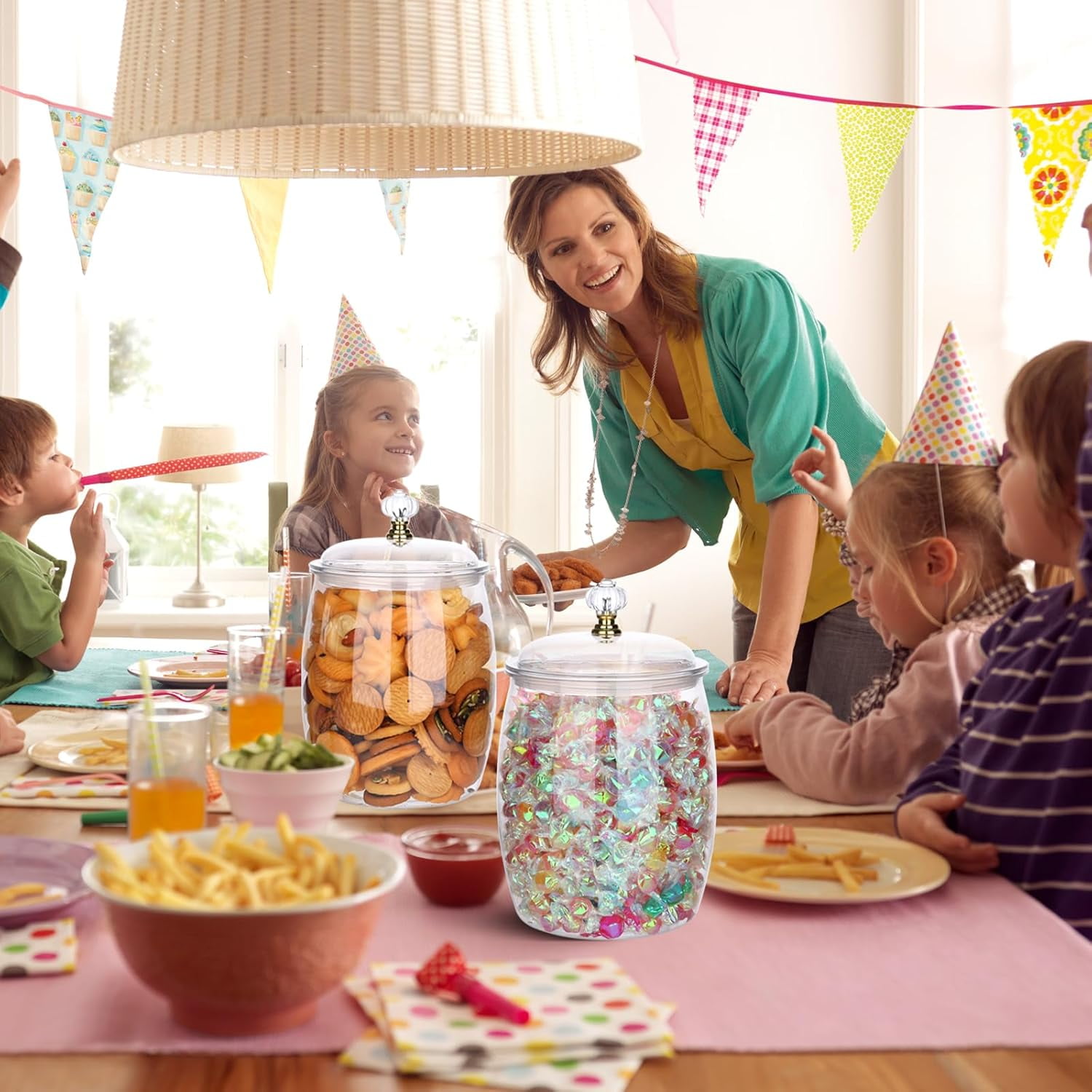 4 Pcs Candy Jars With Lids&Spoons 1/2 Gallon Clear Plastic Cookie ...