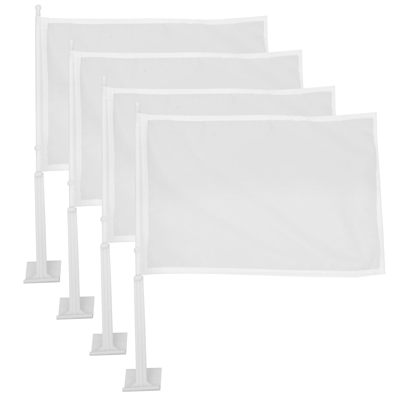 MLINS 4 Pack White Blank Handheld Flags for DIY Decor Lightweight ...