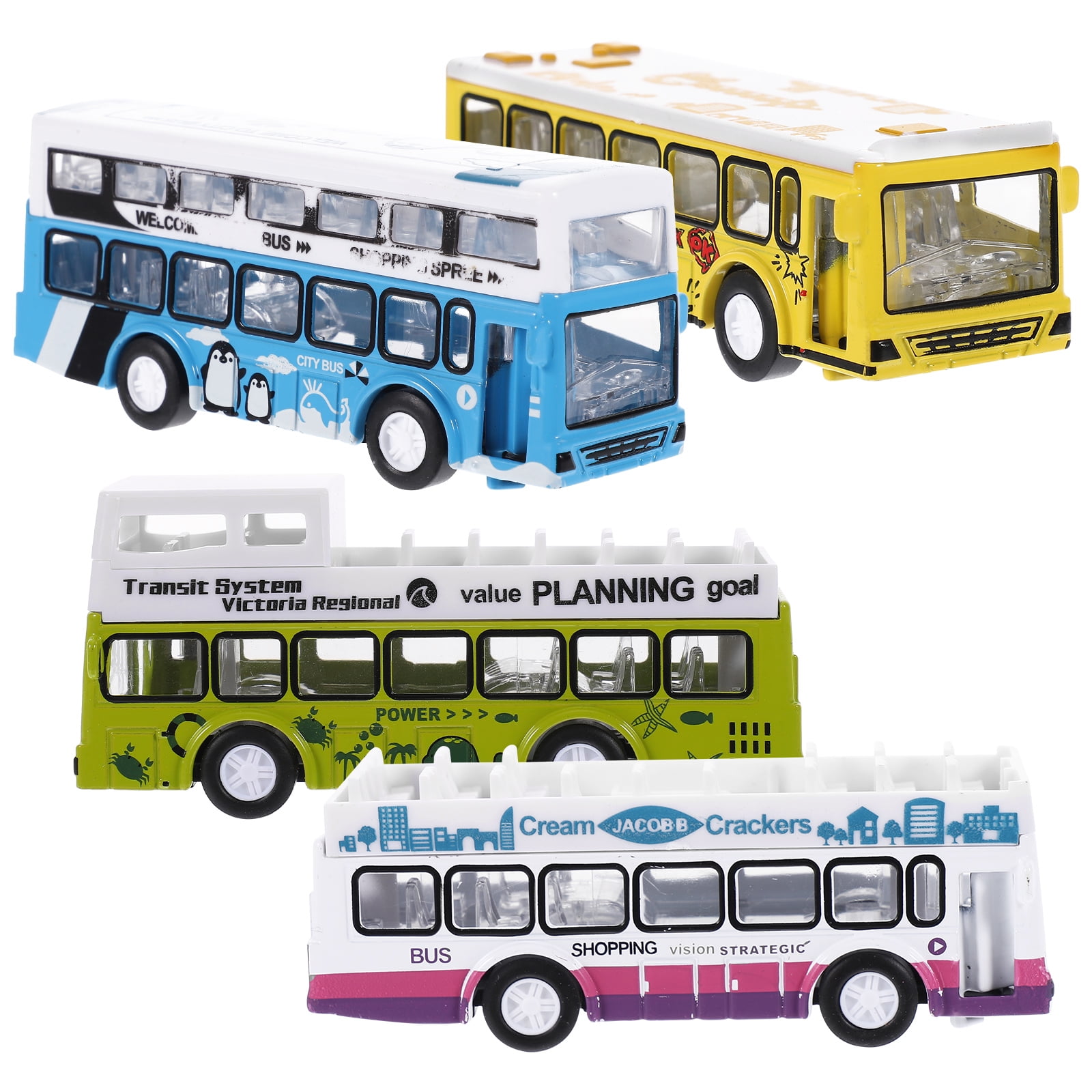 4 Pcs Cars Boys Toys Bus Toys for Kids Car Toys Kids Playset Bus ...