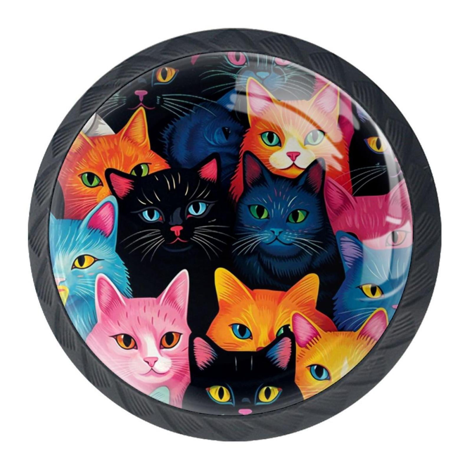 4 Pcs Cartoon Cat Knobs for Kitchen Cabinet Cupboard Dresser Bookcase ...