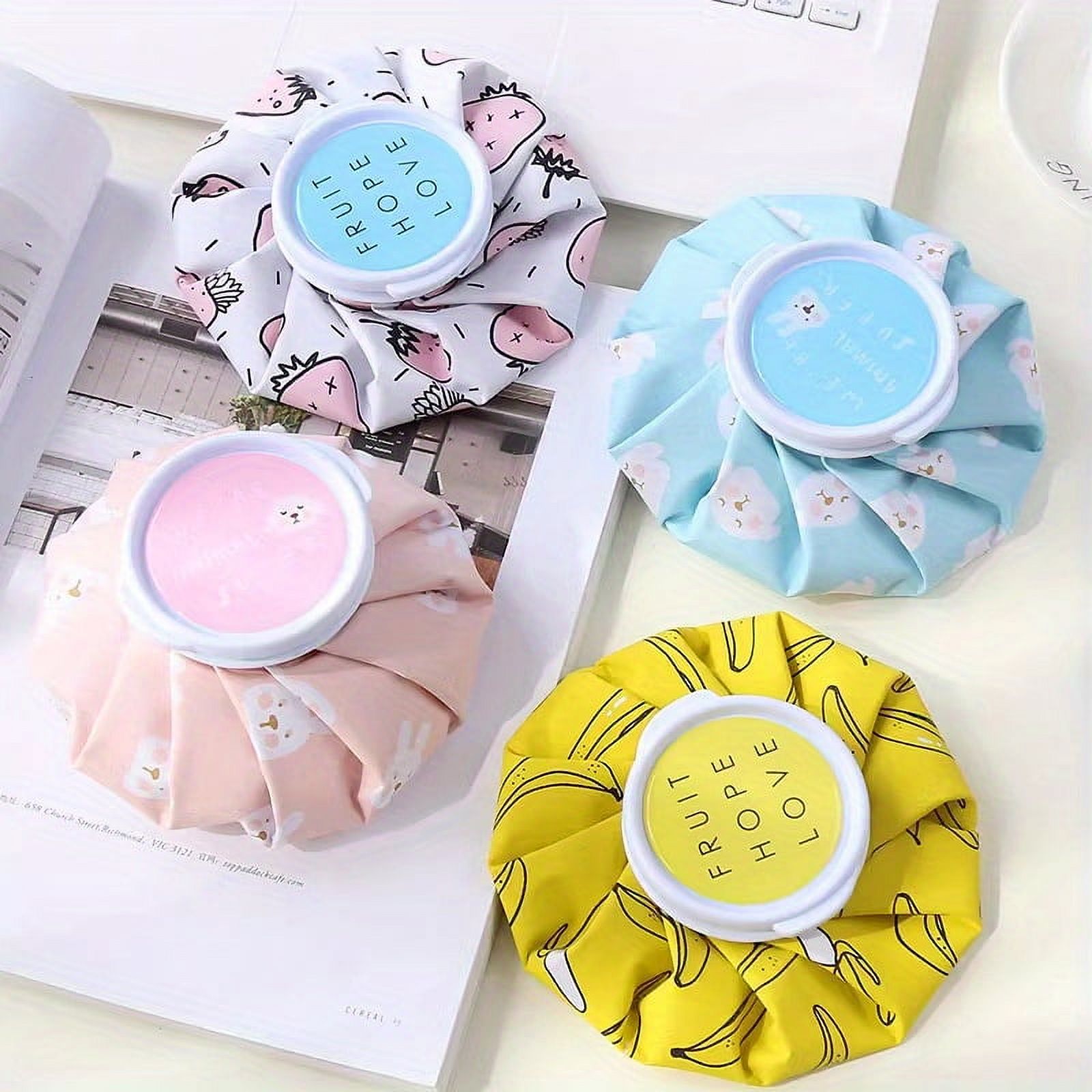 4 Pcs Cartoon Fabric Ice Bag Foldable Portable Cold Compress Hot Pack ...