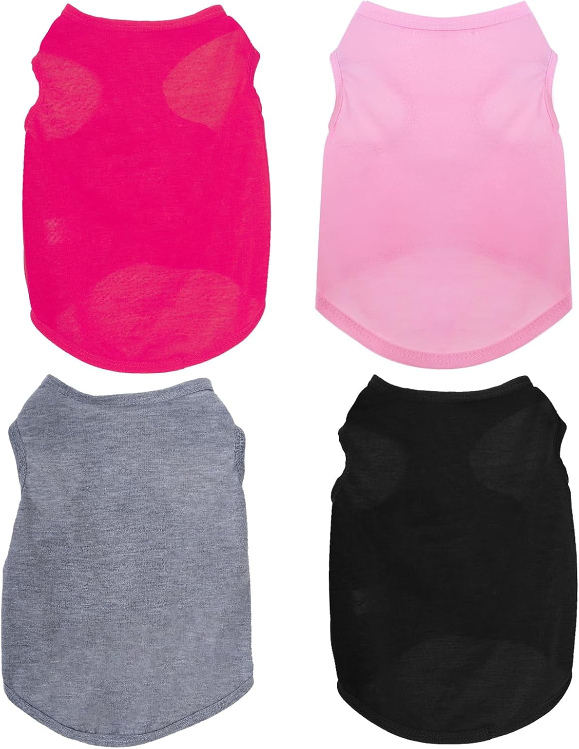 4 Pcs Cat Shirts Solid Color Dog Clothes Summer Sleeveless Pet T Shirts ...
