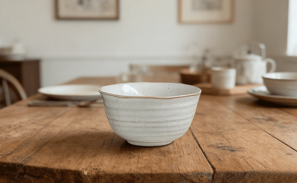 4 Pcs Ceramic Bowls Set, 4.5 in / 11.2 cm Small Rice Bowls with Ribbed ...