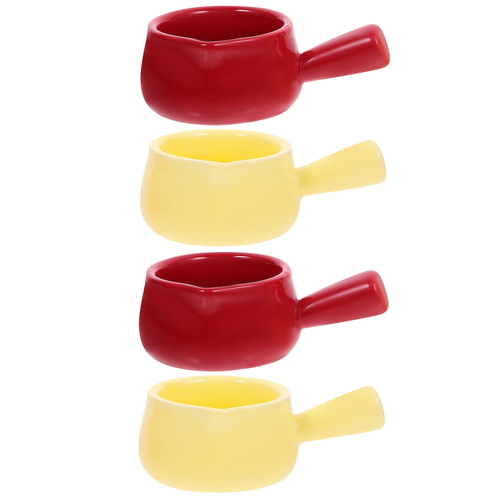 4 Pcs Ceramic Milk Cup with Handle Jug Coffee White Pot Bakeware Shot Glasses Spaghetti ...