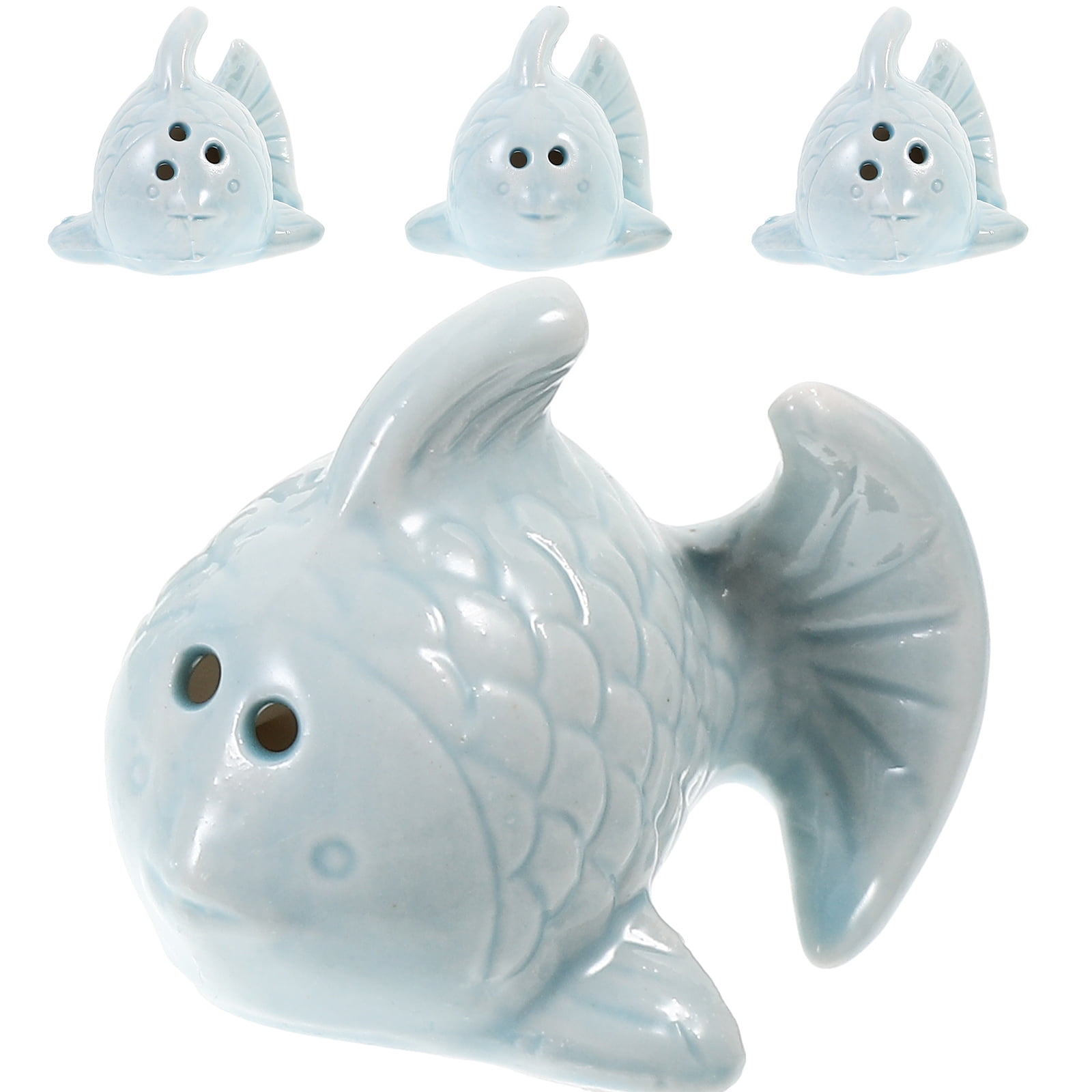 4 Pcs Ceramic Small Fish Seasoning Bottle Kitchen Pantry Storage ...