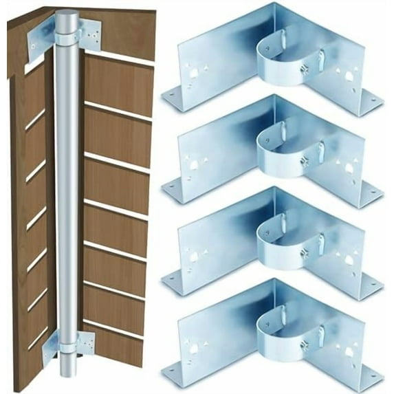 4 Pcs Chain Link Fence 1/2 (2 3/8 OD) x 6 Wood to Steel Post Corner ...