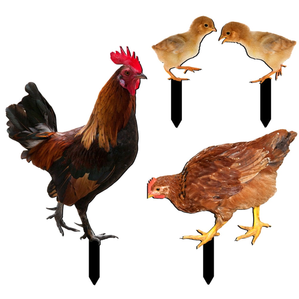 4 Pcs Hen Chick Ground Plug Chicken Decor Garden Stake Statue - Walmart.com