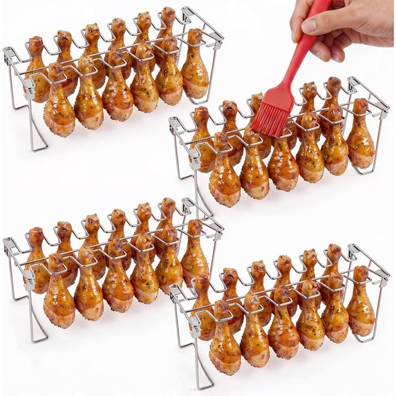 4 Pcs Chicken Leg Rack for Grill, 14 Slots Chicken Drumsticks Holder ...