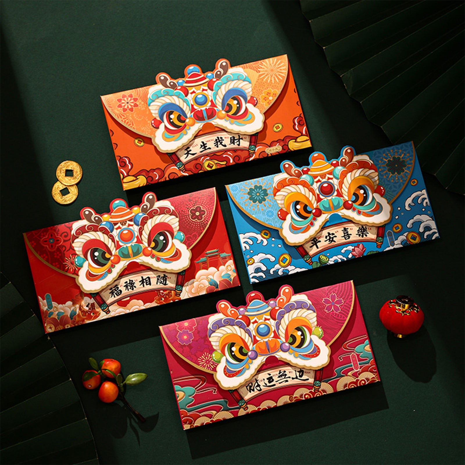 4 Pcs Chinese New Year Red Envelopes, Red Pocket Envelopes Chinese Red ...