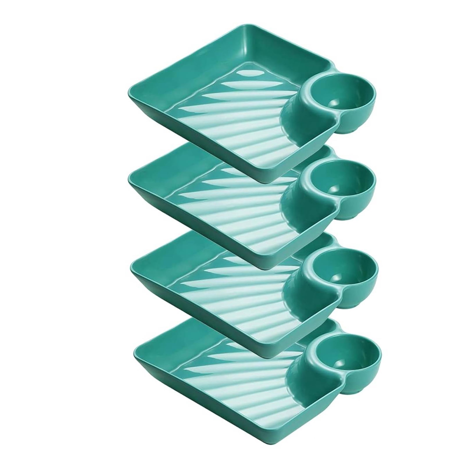 4 Pcs Chips and Dip Plates, Plastic Dumpling Plates with Sauce ...