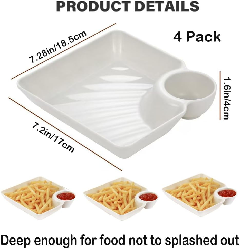 4 Pcs Chips and Salsa Serving Dish Plates, Veggie Platter Dipping ...