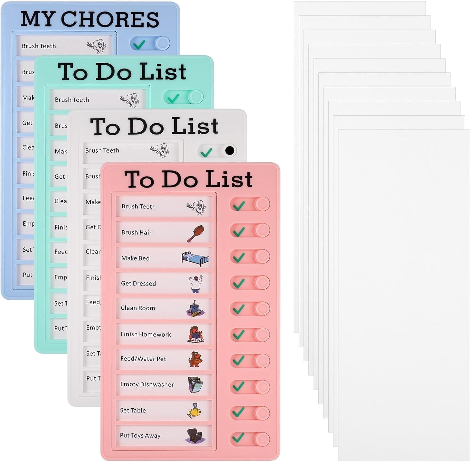 4 Pcs Chore Chart for Kids, Reusable to Do List, Memo RV Checklist ...
