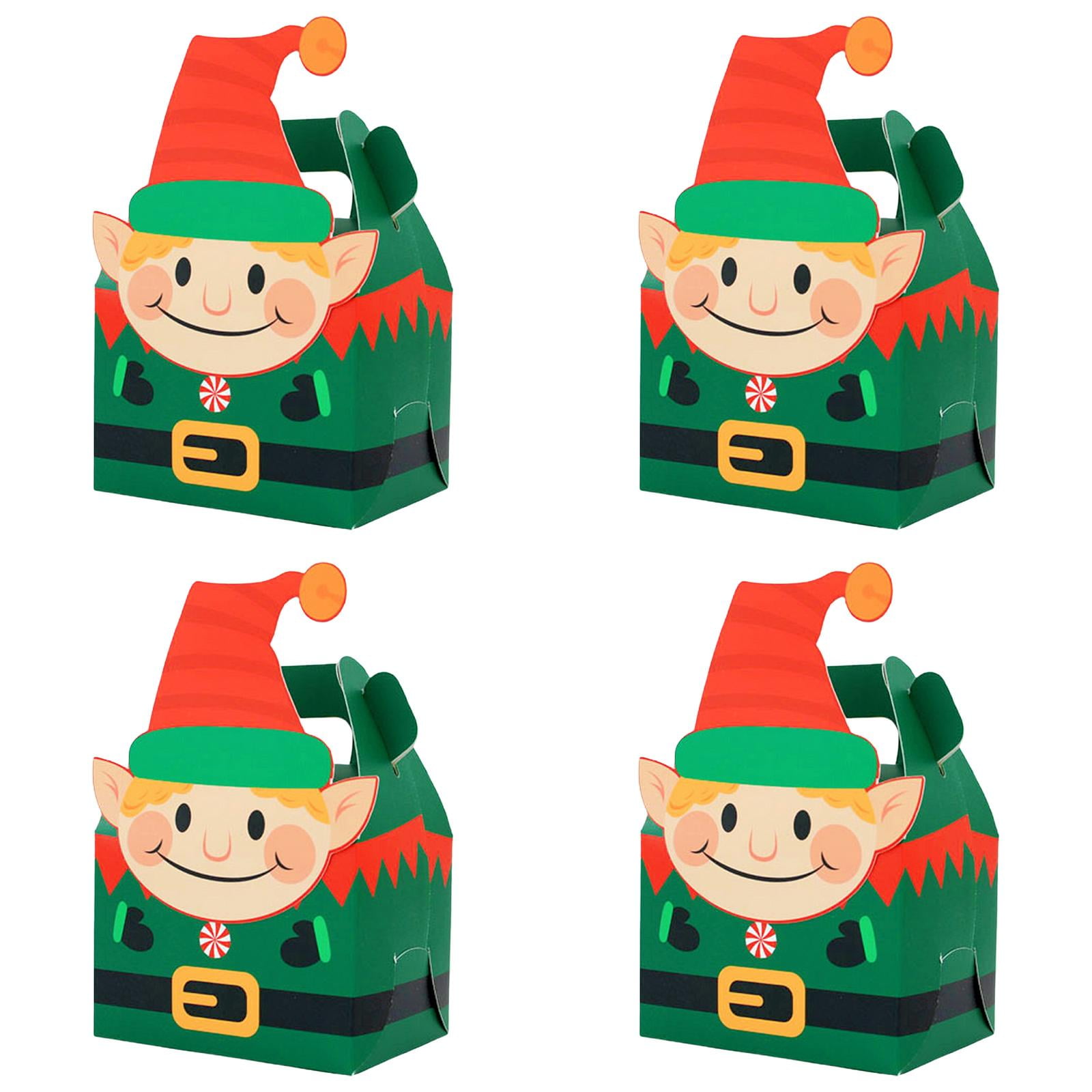 4 Pcs Christmas Goody Candy Boxes Cardboard with Handles 3D Christmas ...