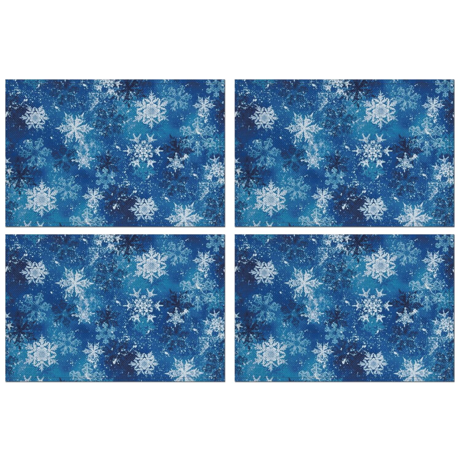4 Pcs Christmas Placemats 12x17 Inches, Watercolor Winter Forest Design ...