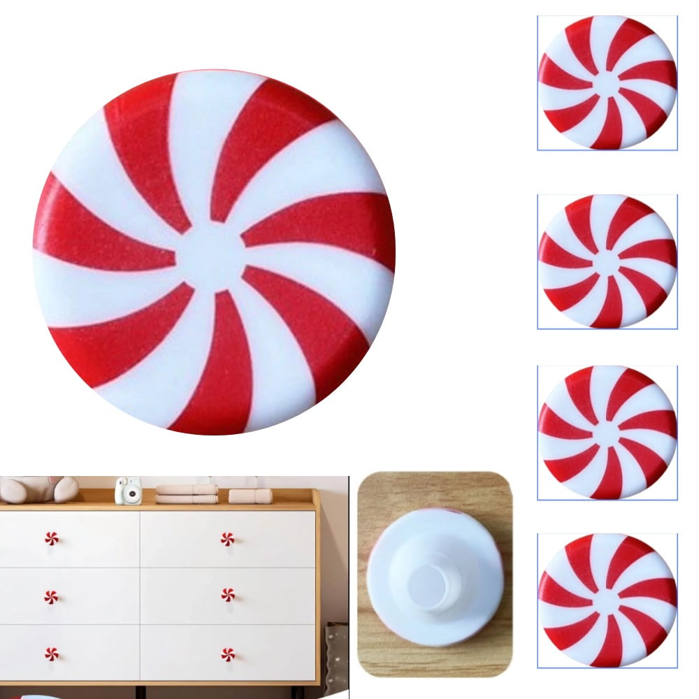 4 Pcs Christmas Silicone Candy Knob Cover, Red and White Candy Cabinet ...