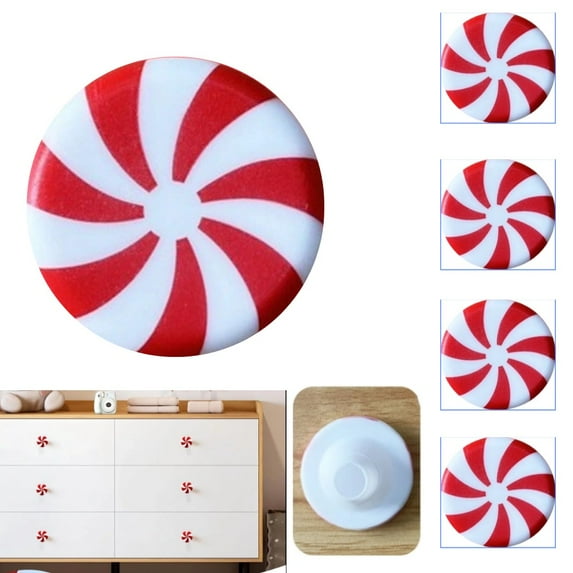 4 Pcs Christmas Silicone Candy Knob Cover, Red and White Candy Cabinet ...