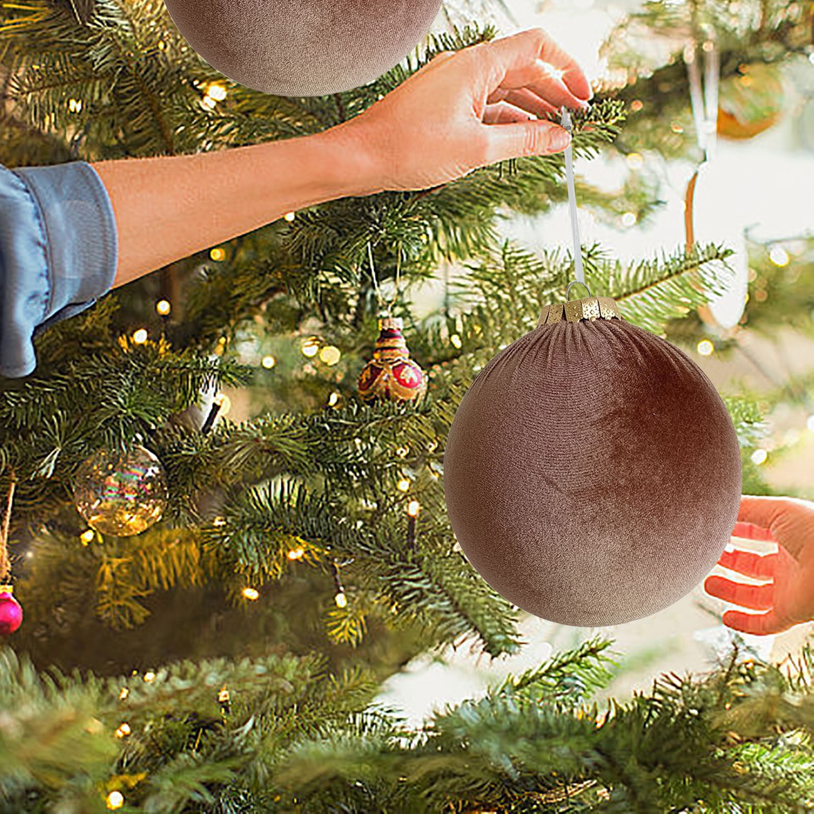 4 Pcs Christmas Tree Ornaments Velvet Balls Christmas Decorations,Large ...