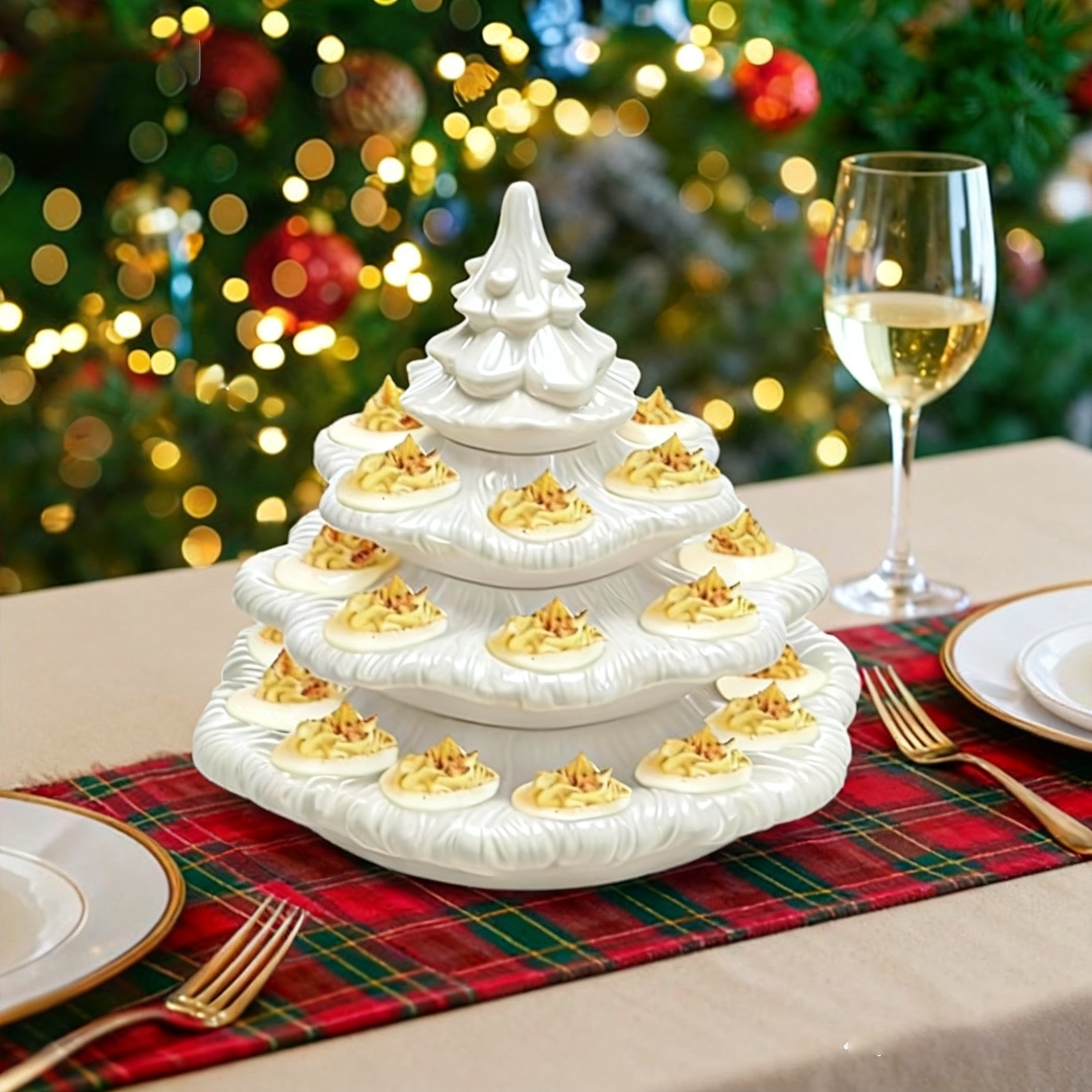 4 Pcs Christmas Tree Shape Deviled Egg Trays Platters Holds 26 Holes ...