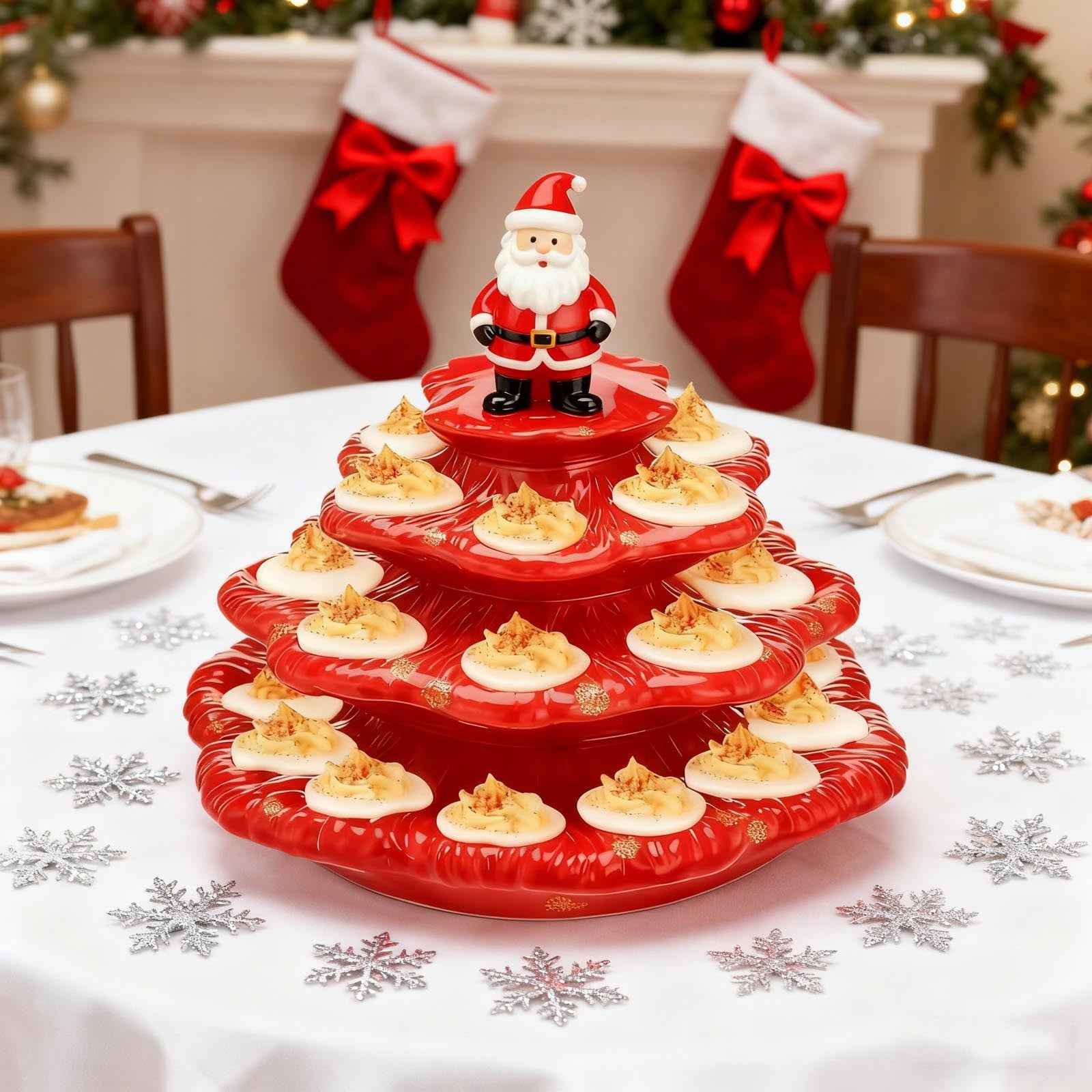 4 Pcs Christmas Tree Shape Deviled Egg Trays Platters Holds 26 Holes ...