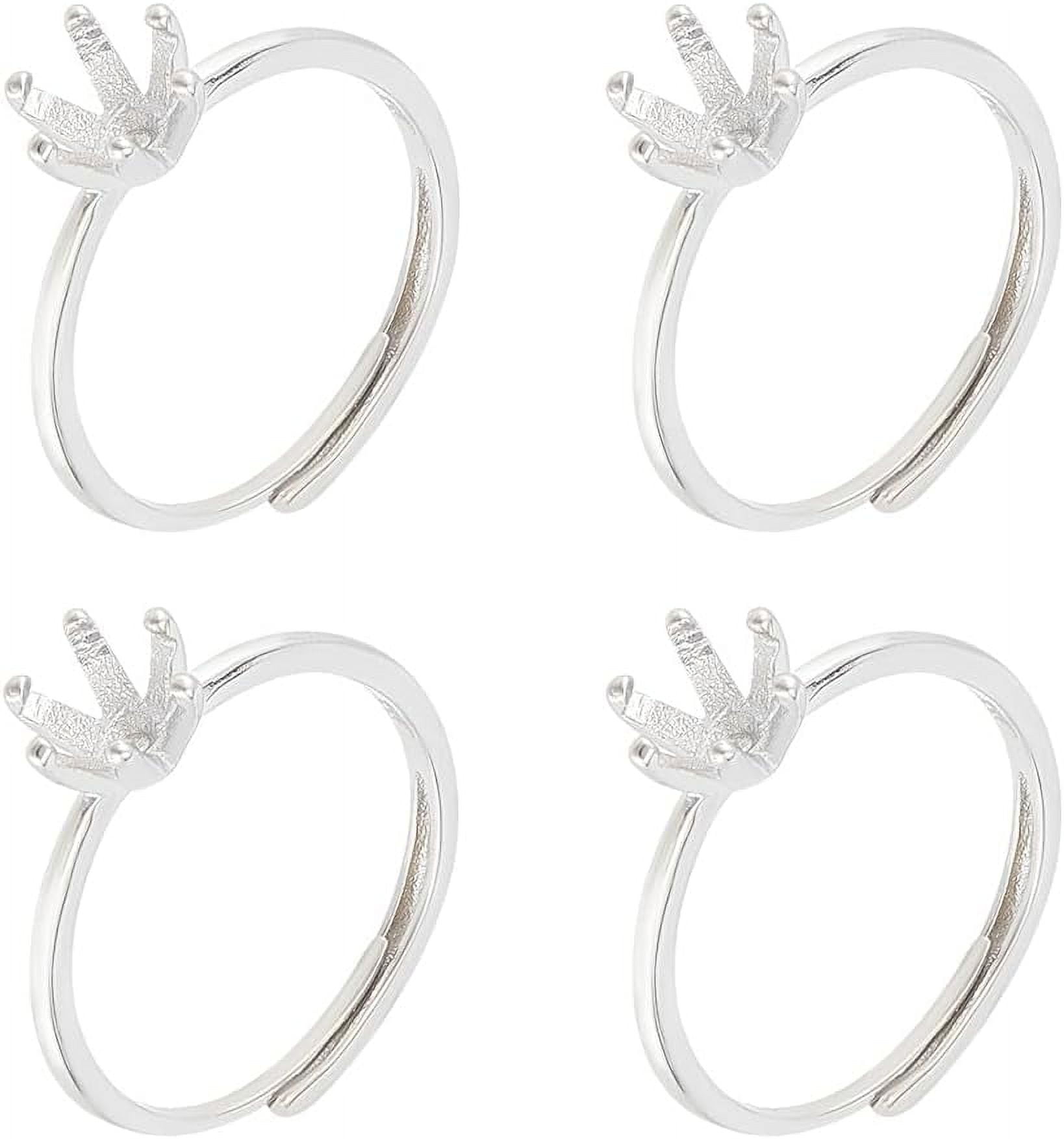 4 Pcs Claw Ring Blank 17.5mm Adjustable Brass Ring Base Blank Finger ...
