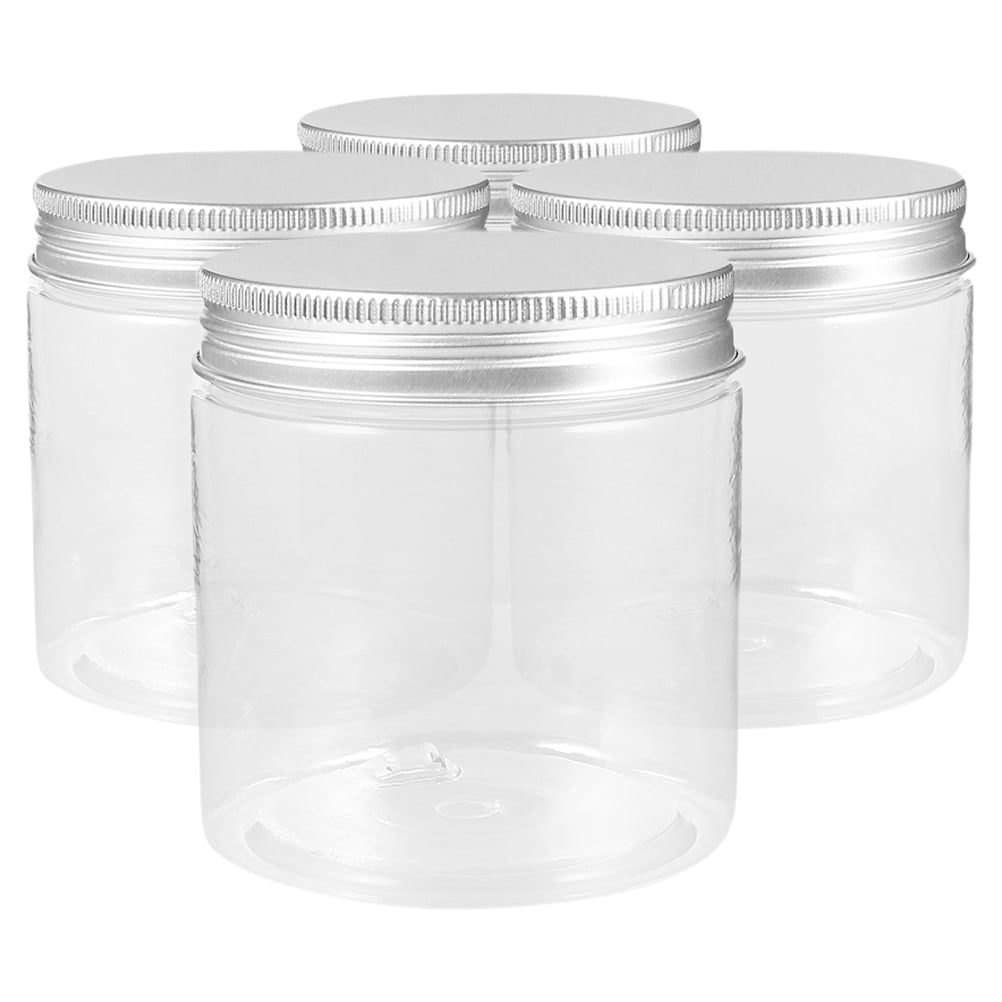 4 Pcs Clear Plastic Storage Jars Container With Aluminum Lids ...
