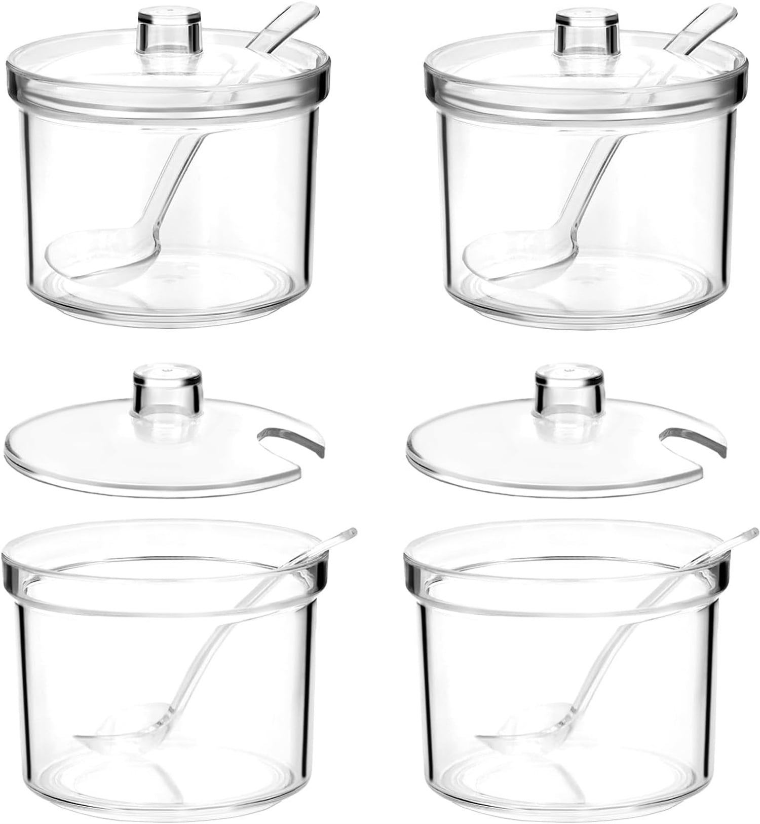 4 Pcs Clear Sugar Bowls with Lid,Bexikou 7.1oz Clear Acrylic Sugar Bowl ...