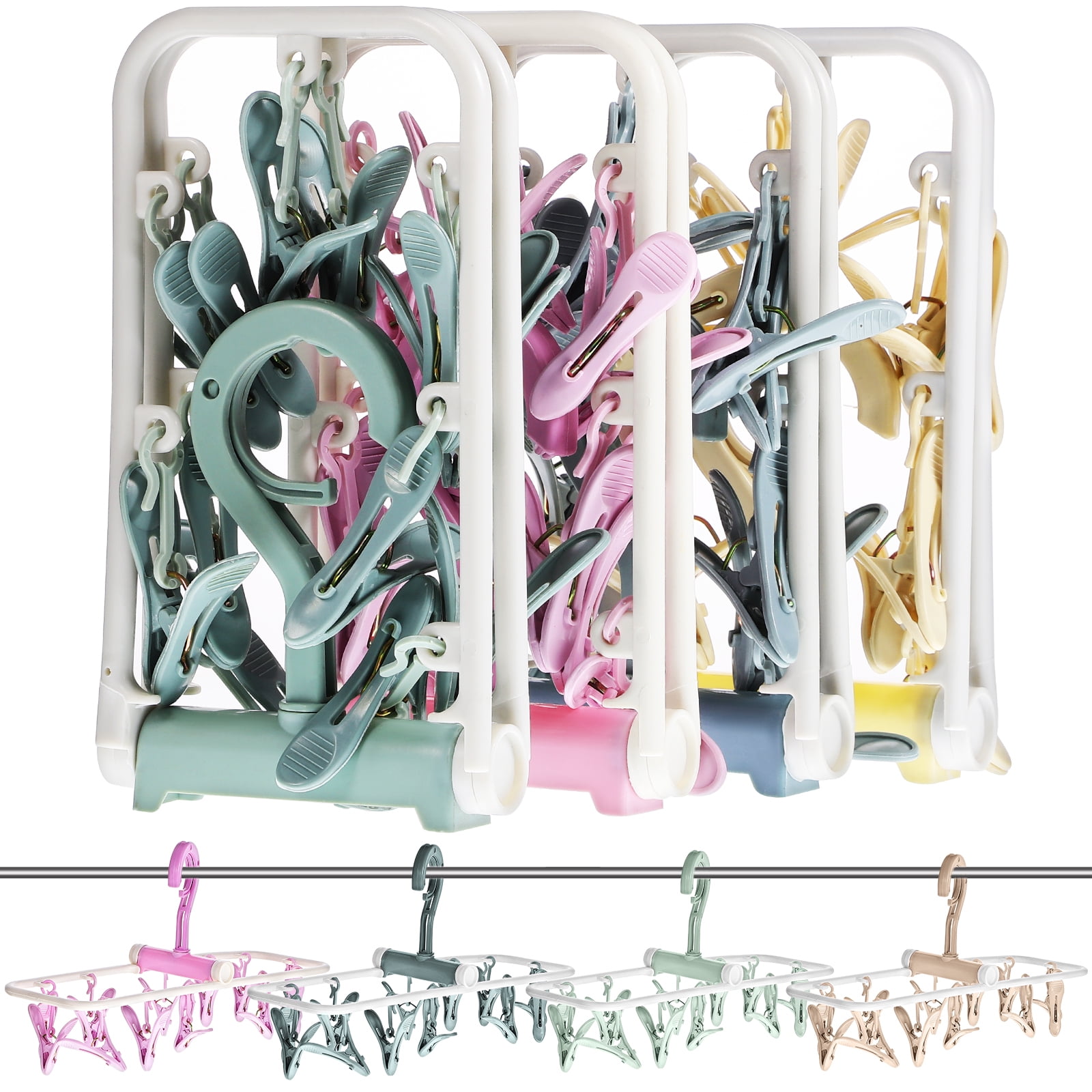 4 Pcs Clip Drying Rack Clothes Drying Rack Sock Clips for Laundry Sock ...