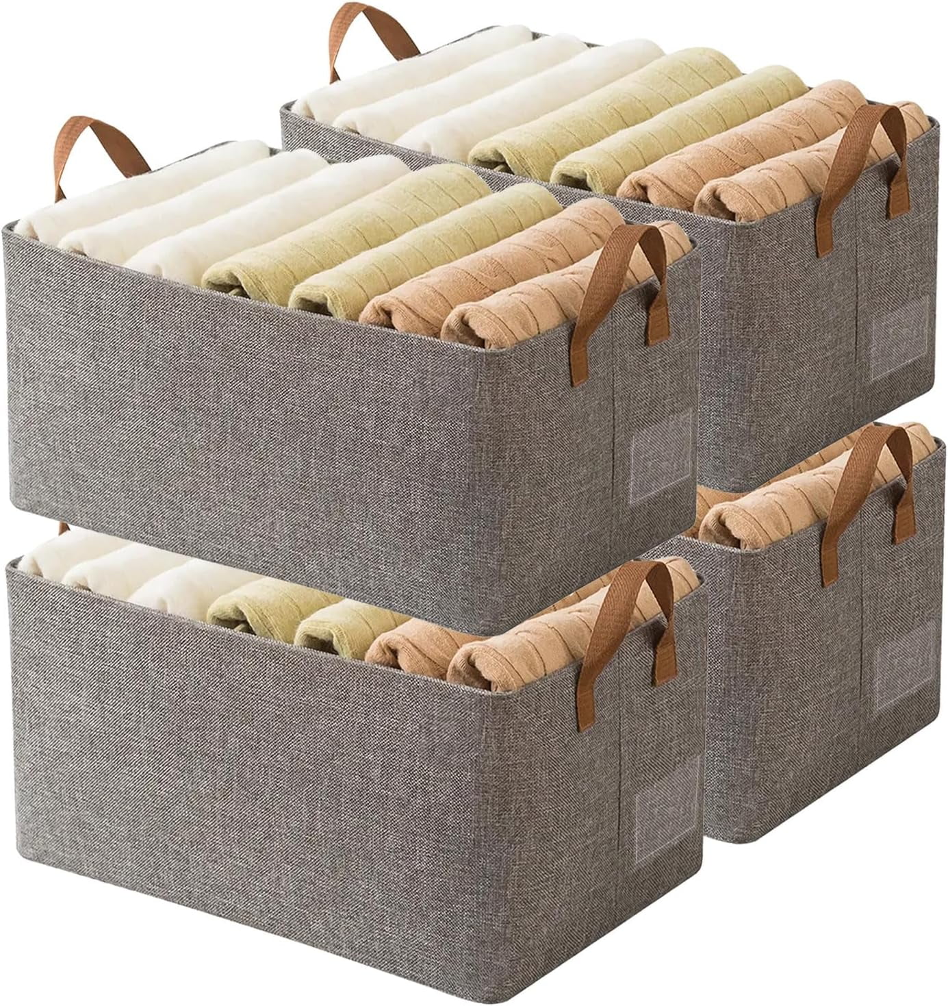4 Pcs Closet Clothes Organizer Bins, Closet Fabric Storage Box with ...