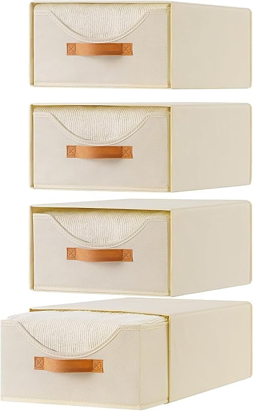 4 Pcs Closet Drawers and Large Size Clothes Storage Bins Push-Out ...