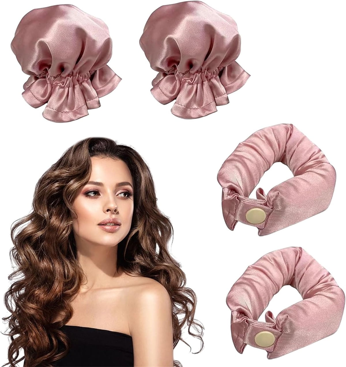 4 Pcs Cloth Curler 2 Set,Sleep Hair Curling Tool,Hair Rollers for No ...