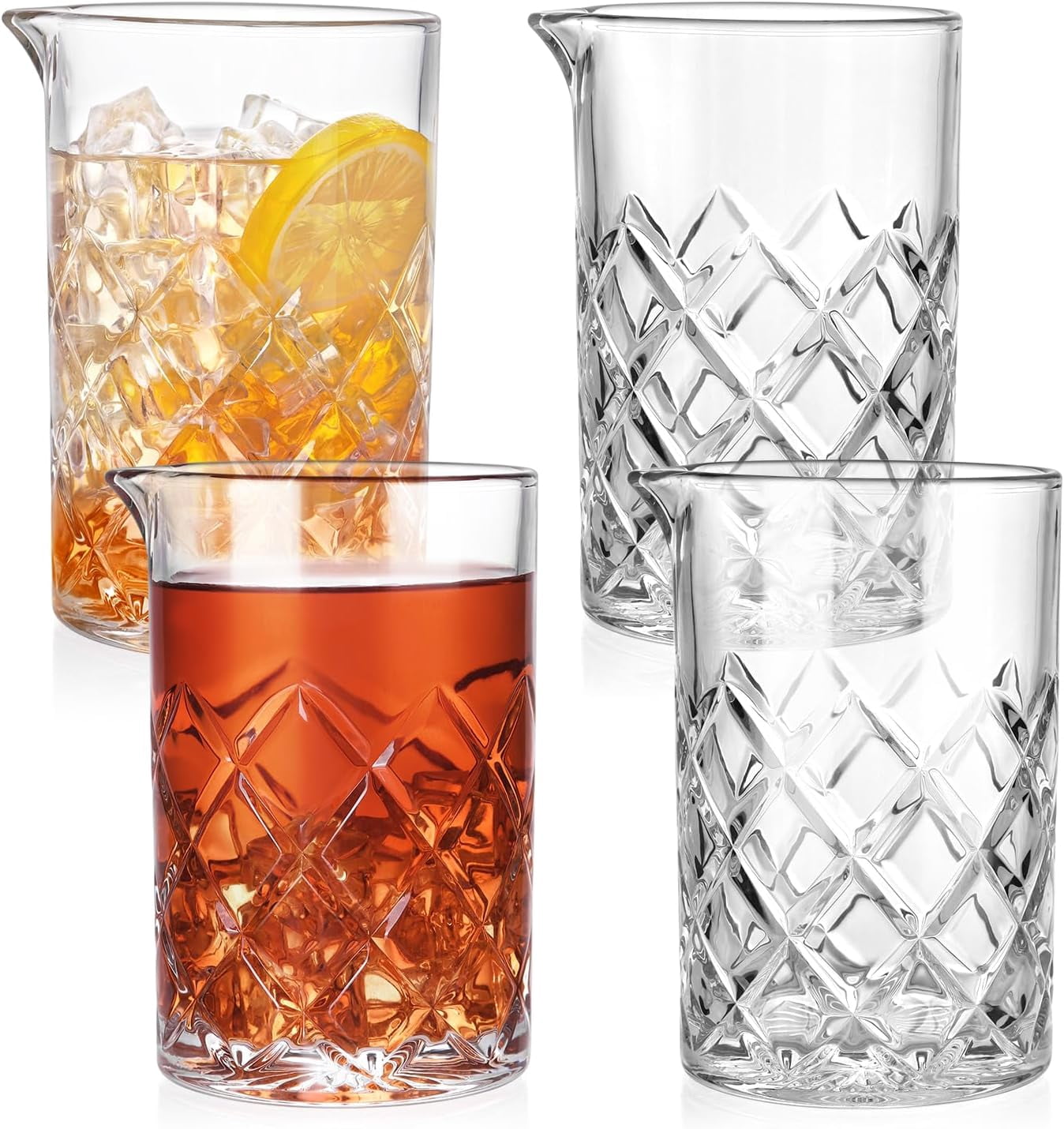 4 Pcs Cocktail Mixing Glass 24 oz Cocktail Stirring Glasses Crystal ...