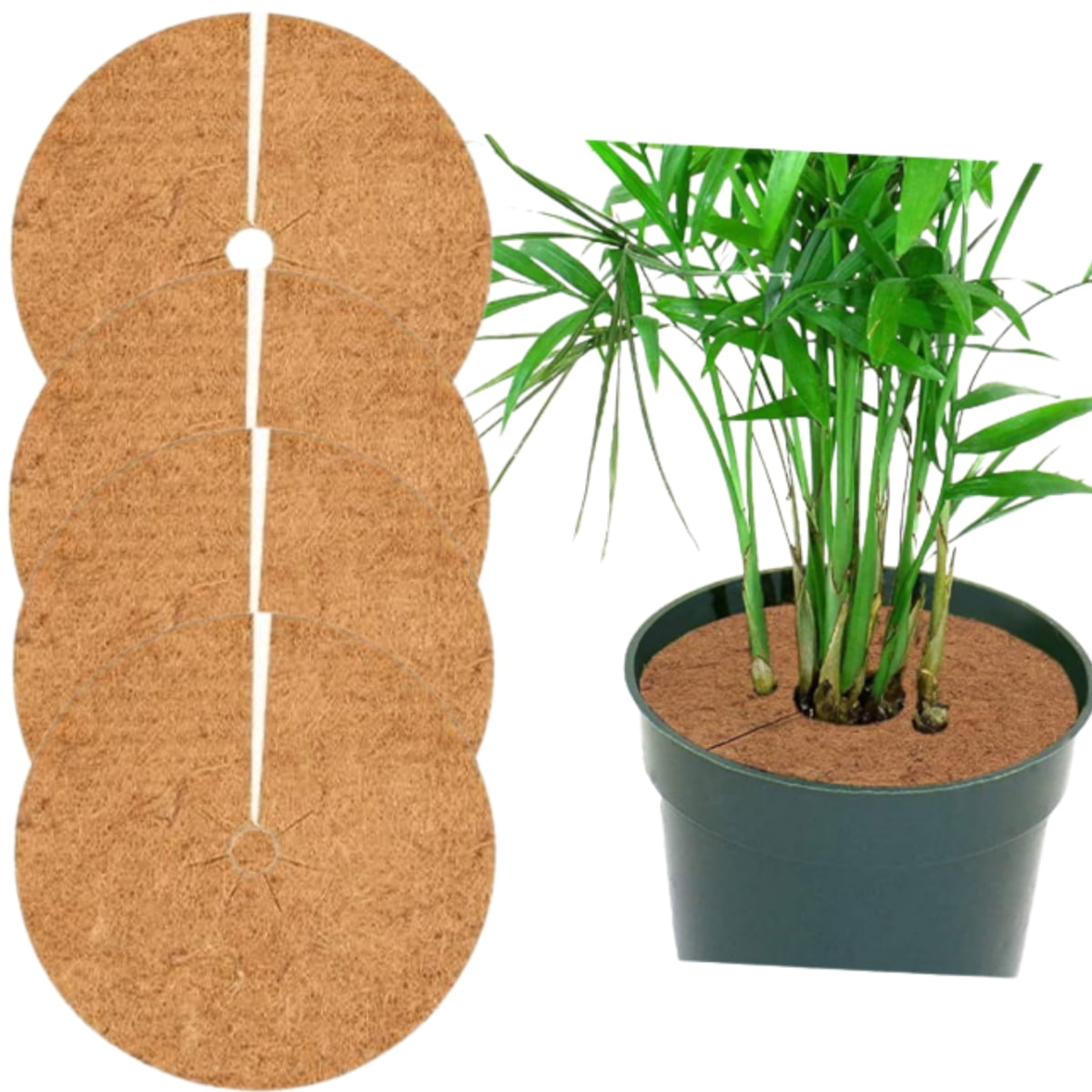 4 Pcs Coconut Fibers Mulch Ring Tree Protector Mat, 11.8" Natural Coir ...