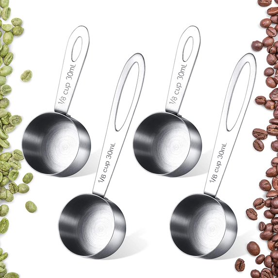 4 Pcs Coffee Scoop 2 Tablespoon Stainless Steel Coffee Measuring Scoops ...
